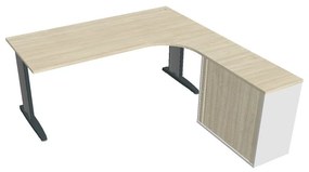 Sestava stolu a skříně levá 180 cm - Hobis Flex FE 1800 HR L Dekor stolové desky: akát, Barva nohou: černá
