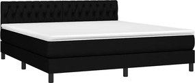 Box spring postel s matrací a LED černá 180x200 cm textil 3133415