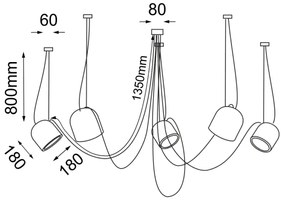 Shilo 9038 - Lustr na lanku DOHAR 5xE14/15W/230V pavouk černá