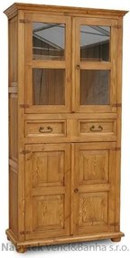 dřevěná rustikální vitrína stylová z masivního dřeva borovice Mexicana VIT05 II euromeb