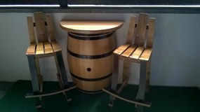 Nábytek ze sudu Stůl ze sudu nástěnný dřevo: dub Deska stolu: dubová
