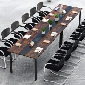 Costway Konferenční stůl pro 8-10 osob obdélníkový – 180 × 90 cm, hnědý