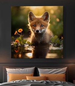 Obraz na plátně - Překvapené mládě vlka objevuje svět FeelHappy.cz Velikost obrazu: 120 x 120 cm