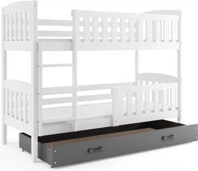 BMS Group Dětská patrová postel s úložným prostorem KUBUS bílá Velikost postele: 190x80 cm, Barva šuplíku: Zelená