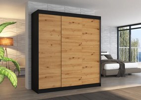 Šatní skříň s posuvnými dveřmi Megan - 200 cm Barva: dub Sonoma