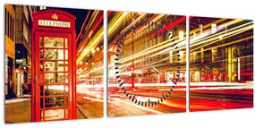 Obraz červené londýnské telefonní budky (s hodinami) (90x30 cm)