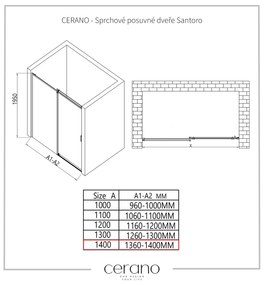 CERANO - Sprchové posuvné dveře Santoro L/P - chrom, transparentní sklo - 140x195 cm