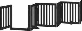 Zábrana pro psy s dvířky skládací 9 panelů černá 450 cm topol 3155653