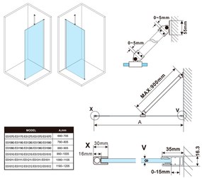 Polysan ESCA WHITE MATT jednodílná sprchová zástěna k instalaci ke stěně, matné sklo, 1000 mm ES1110-03