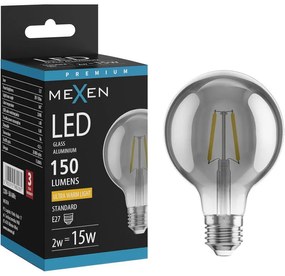 Mexen Vintis LED žárovka filament E27, G80, 2W, Teplá - 2200K, 150 lm, kouř - L155-E27-0222-70