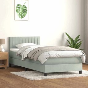 Box spring postel s matrací a LED Světle šedá 90x220 cm Samet 3317103