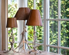 Stříbrná stolní lampa s dekorem parohů - 23*23*60cm