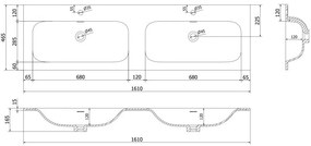 Mexen Vela, dvojumyvadlo pro zapuštění 161 x 46,5 cm, bílá matná, 25231601D