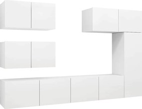 6dílný set TV skříněk bílý kompozitní dřevo 3078715
