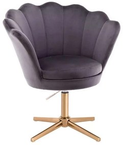 LuxuryForm DESIGN Otočné křeslo FREY VELUR na zlatém kříži - tmavě šedé