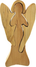 AMADEA Dřevěné puzzle anděl, masivní dřevo dvou druhů dřevin, 15 cm