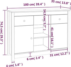 vidaXL Příborník 100 x 35 x 74,5 cm masivní borové dřevo [814549] Barva: Přírodní