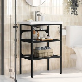 Koupelnový regál pod umyvadlo černý 59 x 38 x 83 cm železo 338488