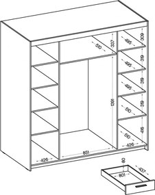 FALCO Šatní skříň Enja 4D6S se zrcadlem Odstín: Dub sonoma