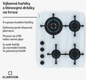 Klarstein Plynová varná deska, Illuminosa 4, 4 hořáky Sabaf, sklokeramika