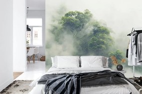 Fototapeta Tropical Forest In Japan, Nature Jungle With Green Tree And Fog, Concept Of Zin Therapy Comfortable Freedom Relaxing For Spa And Yoga, Eco Natural Sustainable Conservation Omyvatelný vlies 135x90