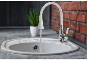 Invena Hula, vysoká dřezová baterie 2-funkční, bílá-chromová, INV-BZ-85-L02-L