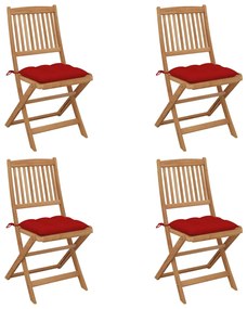 Skládací zahradní židle s poduškami 4 ks masivní akáciové dřevo,  3064692