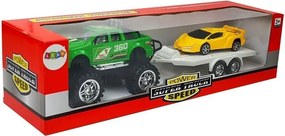 LEAN Toys Sada sportovních aut – žluté terénní a zelené s třecím pohonem