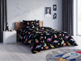 Sada dětského povlečení z mikrovlákna DINO SPACE barevné + povlak na polštář 50 x 70 cm ZDARMA
