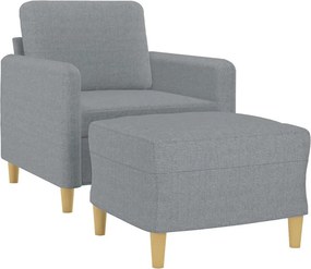 Křeslo s podnožkou světle šedé 60 cm textil 3201184