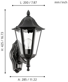 Eglo 93458 - Venkovní nástěnné svítidlo s čidlem NAVEDO 1xE27/60W/230V IP44
