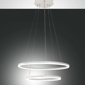 Fabas luce Fabas Giotto, dvojkruhové svítidlo pro zavěšení, 56W LED 3000K, bílá, prům. 60cm