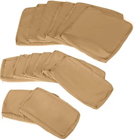 Outsunny Sada 14 Náhradních Potahů pro Zahradní Lavičkové Polštáře - 6 Potahů na Sedák, 8 Potahů na Opěradlo - Voděodolný Hnědý Polyester se Zipem | A