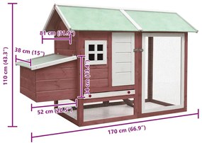 vidaXL Marketos Klec pro kuřata moka 170 x 81 x 110 cm masivní borovice a jedle