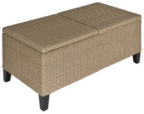 Outsunny rozkládací polyratanový zahradní stolek ocelový khaki 103x50x45,5cm pro zahradu a terasu | Aosom.de