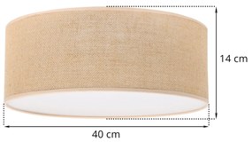 Stropní svítidlo Juta, 1x jutové stínítko, (bílé plexisklo), (fi 40cm)