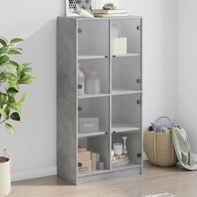 Highboard s dvířky betonově šedý 68x37x142 cm kompozitní dřevo