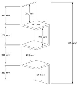 Rohová nástěnná police ZIKZAK 105,5x25 cm hnědá