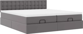 Osmanský rám postele s matrací šedá 160x200cm umělá kůže 3311954