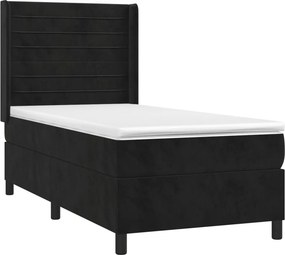 Box spring postel s matrací černá 90x200 cm samet 3132719