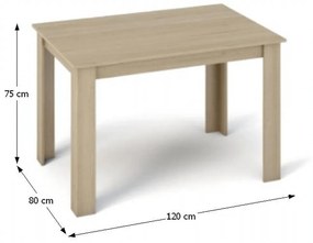 Kondela Jídelní stůl, dub sonoma, 120x80 cm, KRAZ