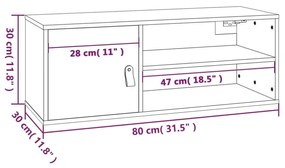 Petromila Nástěnná skříňka černá 80 x 30 x 30 cm masivní borové dřevo