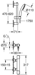 GROHE 34800001 - Termostatická sprchová baterie PRECISION FLOW 600 mm chrom