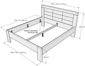 Manželská postel z masivního dubu model GRANDE