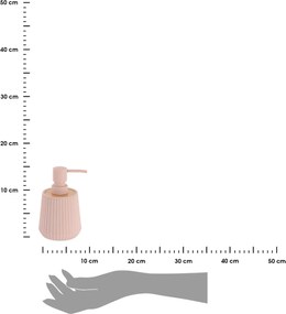 Dávkovač mýdla Roza, růžová/s dřevěnými prvky, 250 ml