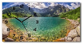 Wallmuralia Skleněné hodiny na stěnu Jezero v horách 60x30 cm