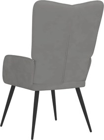 Relaxační křeslo světle šedé samet 327677