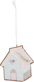 Závěsná dekorace modrá perníková chaloupka Frosted Ginger - 9*1*10 cm