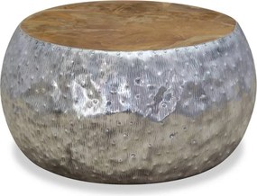 Konferenční stolek, hliník a teak, 60x60x30 cm 244549