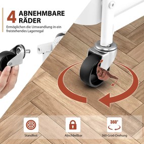 Costway 3patrový kovový vozík s 2 pegboardy a 2 košíky a 4 háčky
